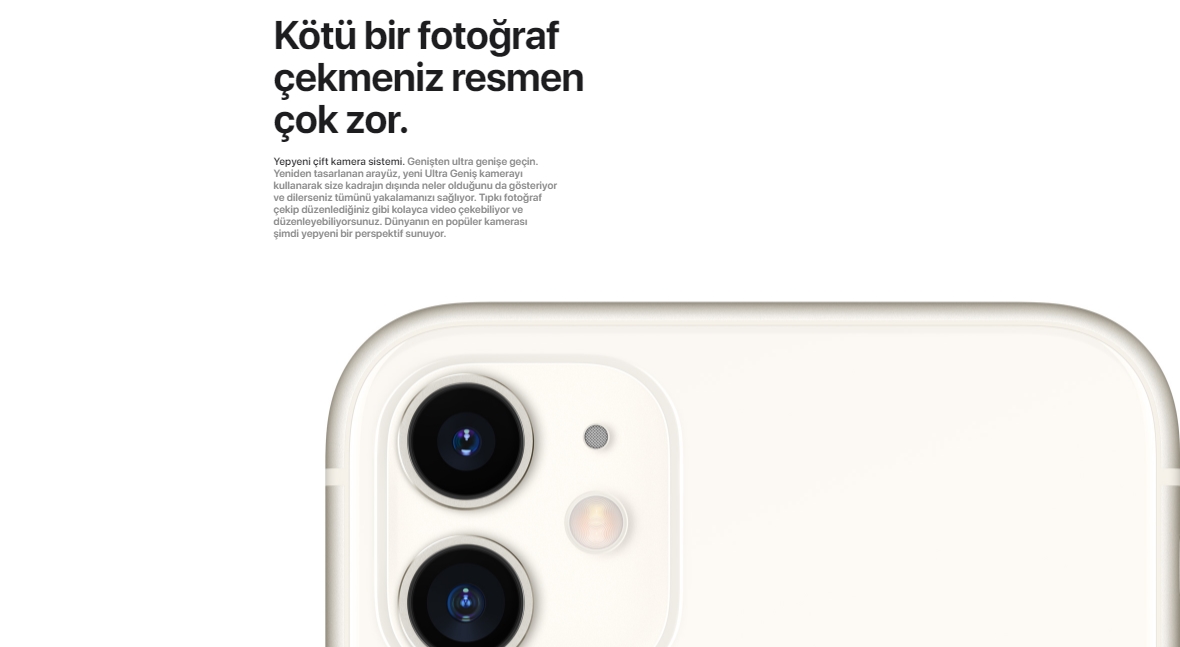iPhone 11 Black 6.1 inç / Çift 12 MP Ultra Geniş ve Geniş kameralar ...